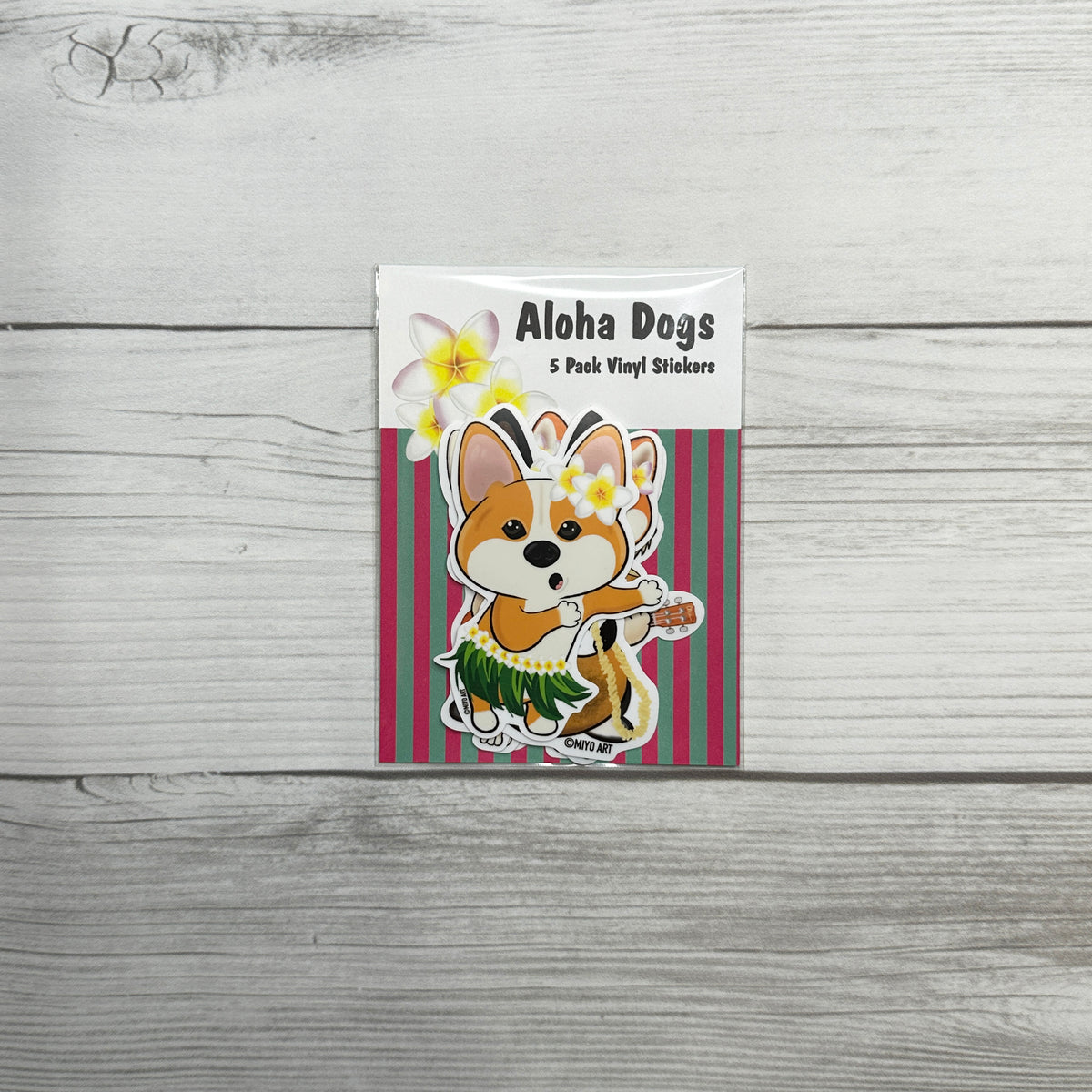 Aloha Dogs Sticker Set of 5.– miyoart